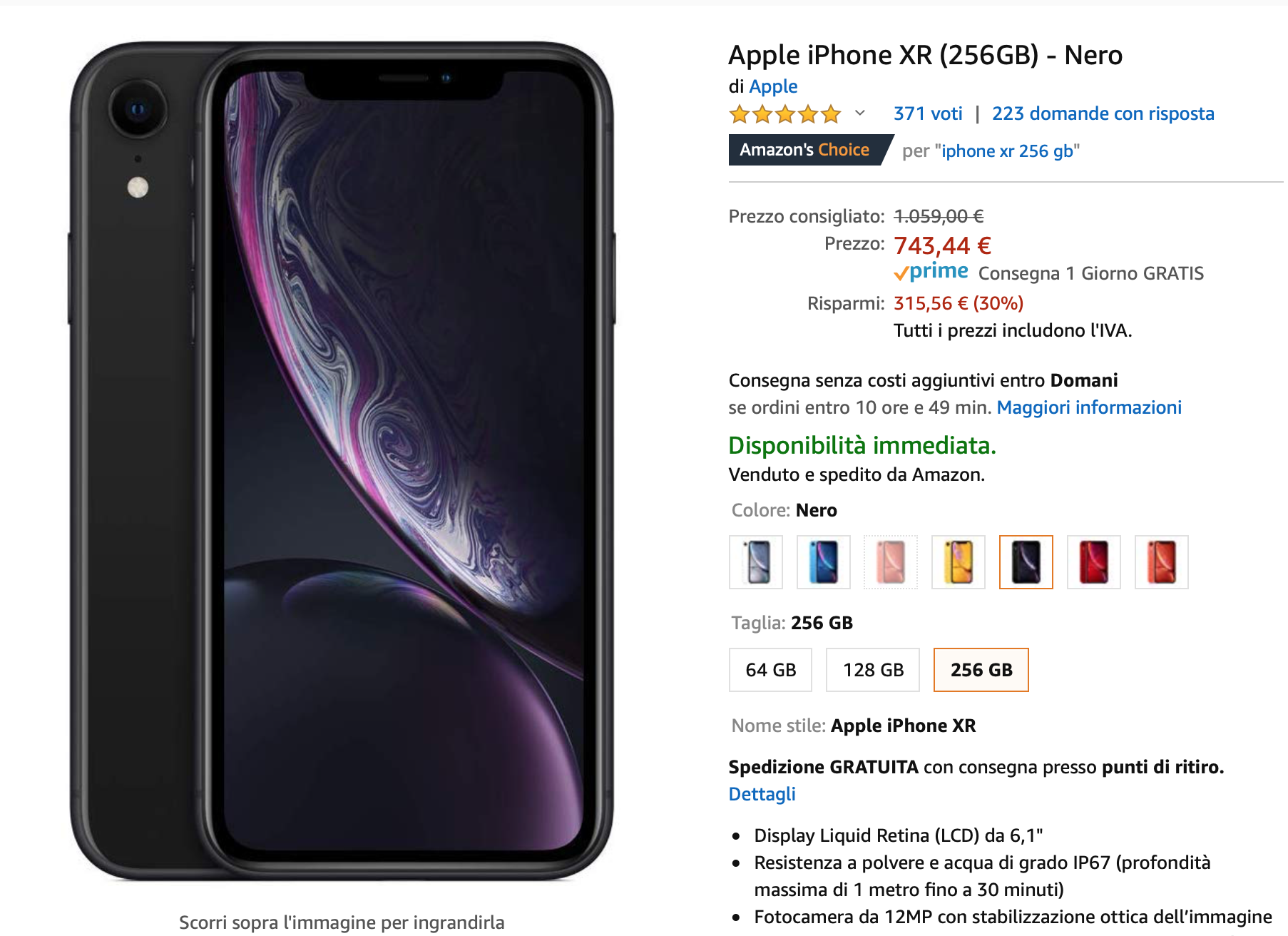 Amazon vende iPhone XR da 256 GB al prezzo del 64GB: 743 euro ...